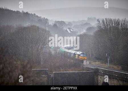 Todmorden viaduct British Rail Colas Rail class 60087 Drax biomass ...