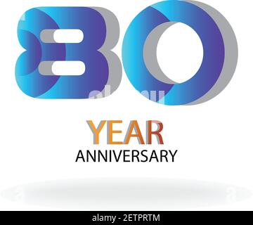 80 Year Anniversary Vector Template Design Illustration Blue Box ...