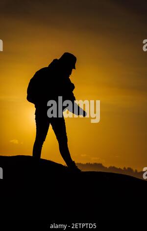 sunset at Argimusco mount Etna Sicily Stock Photo - Alamy