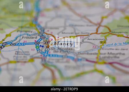 Nancy (France) on map Stock Photo - Alamy
