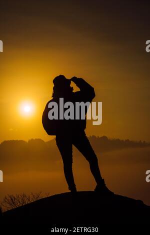 sunset at Argimusco mount Etna Sicily Stock Photo - Alamy