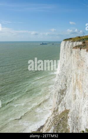 Looking towards dover from the top of The white cliffs of Dover and ...