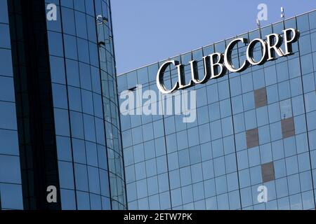 A logo sign outside of the headquarters of ClubCorp in Dallas, Texas ...