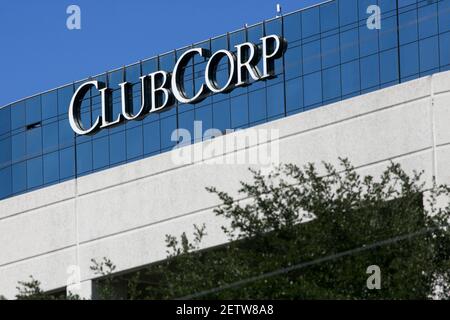 A logo sign outside of the headquarters of ClubCorp in Dallas, Texas ...