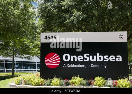 A logo sign outside of the headquarters of OneSubsea in Houston, Texas ...