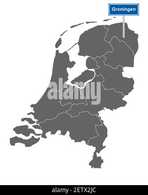 Map of the Netherlands with road sign Groningen Stock Photo - Alamy