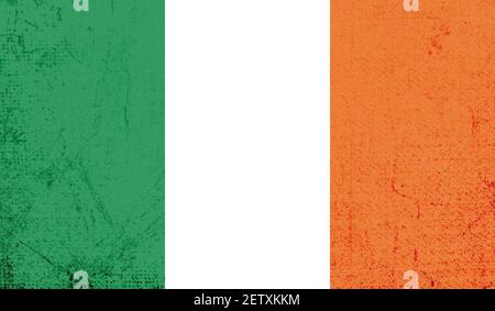 Ireland flag with waving grunge texture. Vector background Stock Vector ...