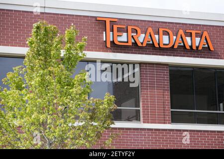 A logo sign outside of the headquarters of the Teradata Corporation in ...