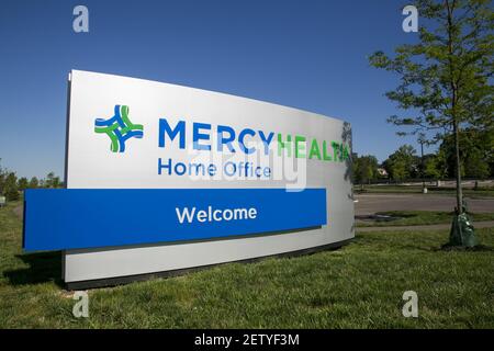 A logo sign outside of the headquarters of Mercy Health in Cincinnati ...