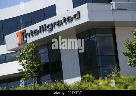 A logo sign outside of the headquarters of Intelligrated in Mason, Ohio ...