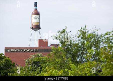A logo sign outside of the headquarters of the The Brown-Forman ...