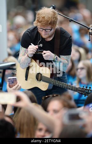 Ed Sheeran performing on NBC's 'Today' show at Rockefeller Plaza ...