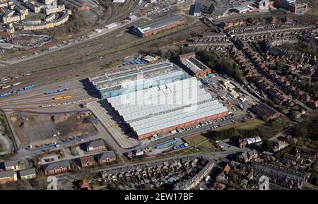 Aerial view of Poppleton, York at the A59 / A1237 roundabout junction ...