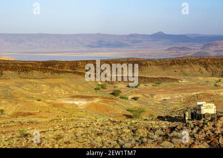 Kenya, Suguta valley, Michel Denis Huot's vehicle at Lake Logipi Stock ...
