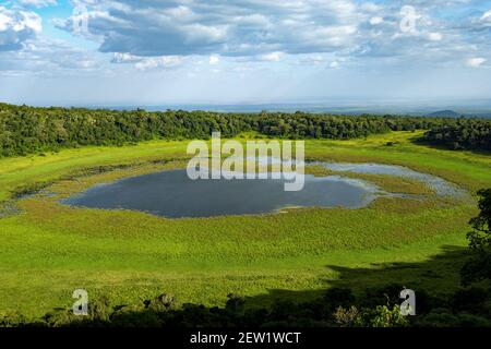 Kenya, Marsabit National Park, Paradise Lake (aerial view Stock Photo ...