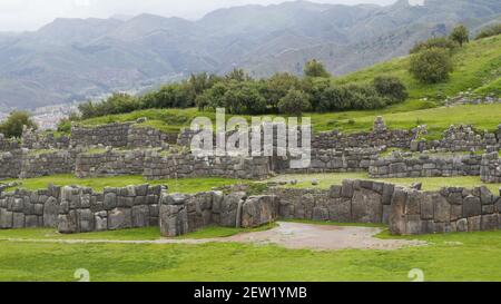 Sacsayhuaman archeological complex with megalithic stones and city of ...