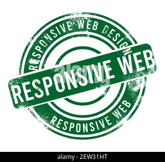 Responsive - green round grunge button, stamp Stock Photo - Alamy