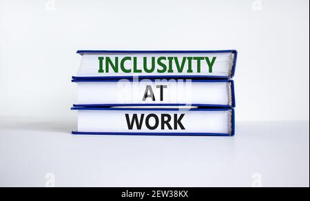 Inclusivity at work symbol. Books with words 'Inclusivity at work' on ...