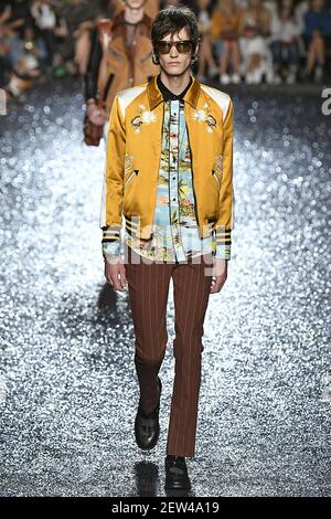 Model Elias de Poot walks on the runway during the Coach Fashion show ...