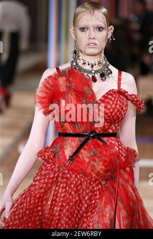 Model Betsy Teske walks on the runway during the Alexander McQueen ...