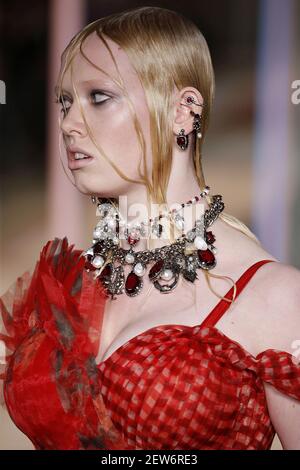 Model Betsy Teske walks on the runway during the Alexander McQueen ...