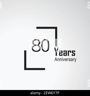 80 Year Anniversary Vector Template Design Illustration Blue Box ...