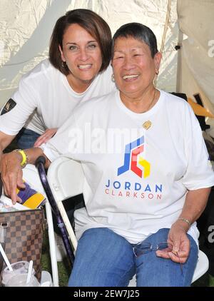 Jordan Clarkson of the LA Lakers with his Grandmother and Mother at the ...