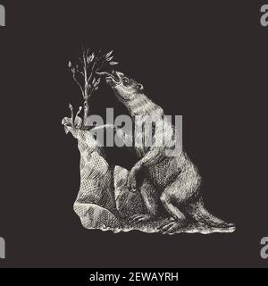 Ground sloth or Megatheriidae. Prehistoric mammals. Extinct animal ...