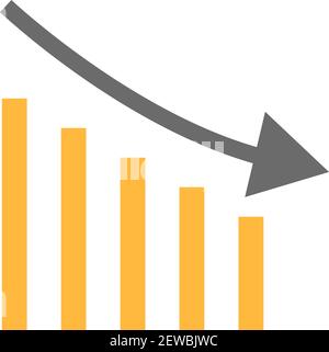 Bar Chart Graph Down Arrow Line Icon. Depreciate Depreciation Downward ...