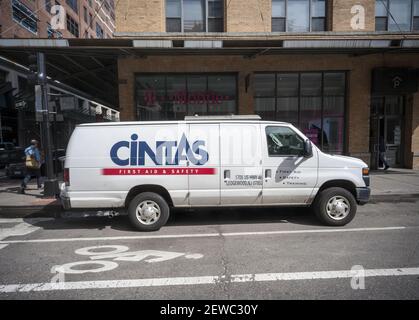 A vehicle from the Cintas fleet is seen in New York on Monday, April 17 ...