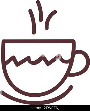 Cute hot Tea or coffee cup with smile face vector doodle hand drawn ...