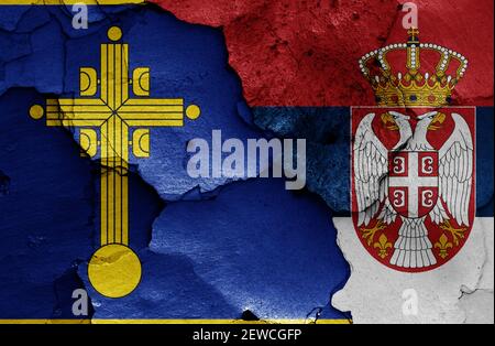 Flags of Vracar and Serbia painted on cracked wall Stock Photo - Alamy