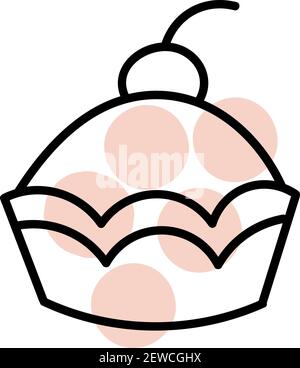 Cupcake with cherry on top, illustration, vector, on a white background ...