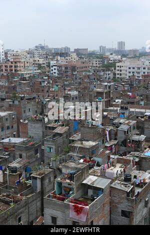 Highly populated Dhaka city crammed with unplanned buildings Stock ...