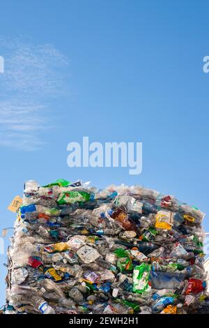Commercial waste management, bales of recycling materials, plastics ...
