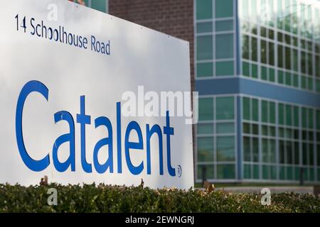 A logo sign outside of the headquarters of Catalent, Inc., in Somerset ...