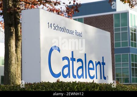 A logo sign outside of the headquarters of Catalent, Inc., in Somerset ...