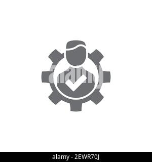 Skills icon with check sign, color, line, outline vector sign, linear ...