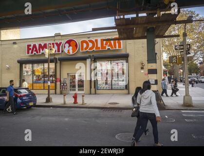 A Family Dollar store under the elevated subway trestle in the East New ...