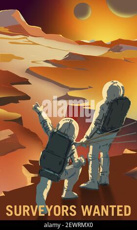 A NASA poster from a series advocating exploration of Mars from 2009 ...