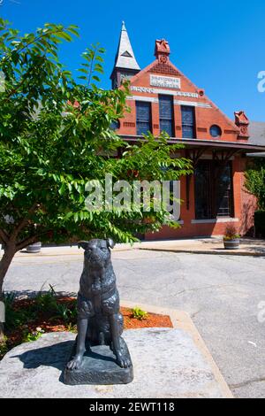 Hachiko statue in front of Woonsocket train station on Depot Square in ...