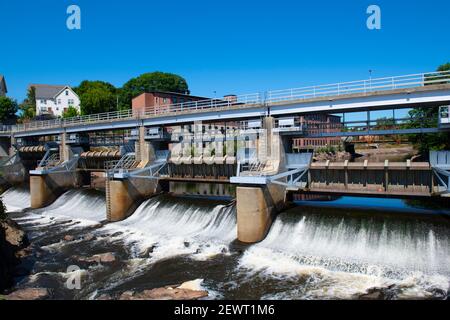 Blackstone River and Woonsocket Falls Dam top view in downtown ...