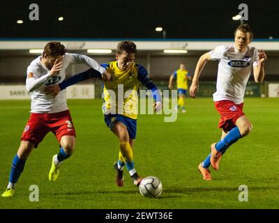 Joe Sbarra #7 of Solihull Moors celebrates his teams win on a fans ...