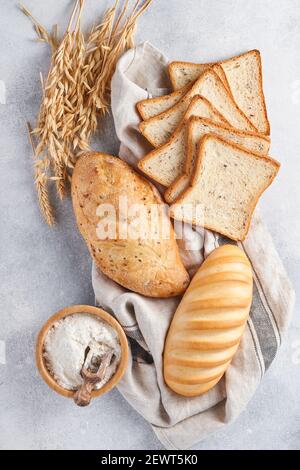 Golden wheat rye ears fresh-baked croissants on wooden board Stock ...