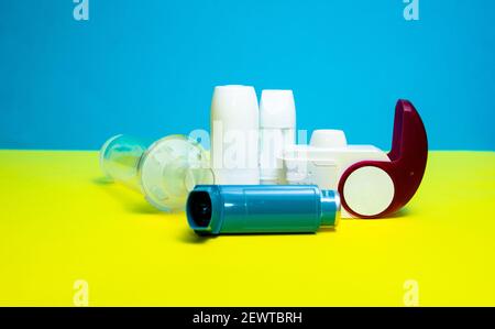 Photograph of an inhaler for medical treatment of asthma, Fostair ...