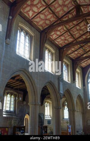 Interior of the priory church at Edington, Wiltshire, England, UK - the ...