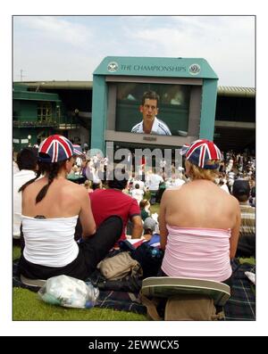 Tim Henman out of this years wimbledon Crouds watch on Henman Hillpic ...