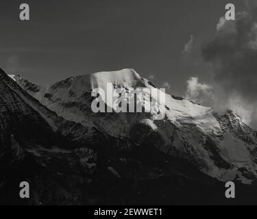A grayscale shot of snowy alps Stock Photo - Alamy