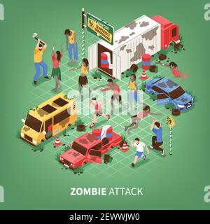 vector running zombies. walking zombies. a set of zombies escaping ...