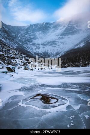 Chimney Pond in Baxter State Park, Maine, with stunning early Fall ...